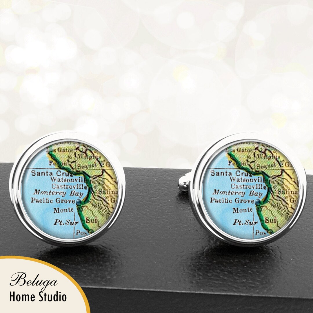 Maps Destination Cufflinks Santa Cruz Monterey California Groomsmen ...