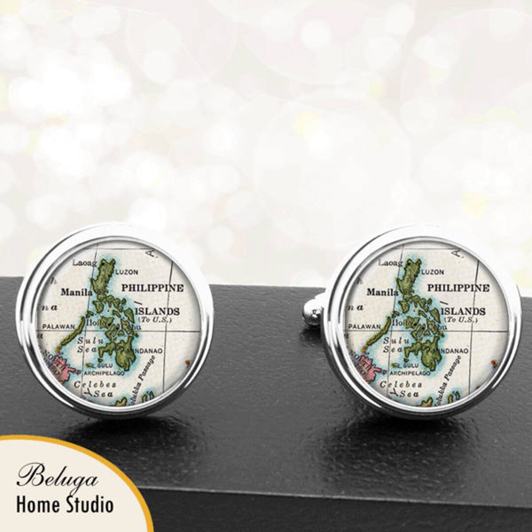 Map Cufflinks Manila Philippines Pacific Islands Cuff Links for ...