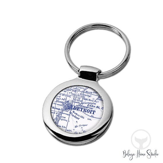 Detroit MI / Antique Map Keychain State Michigan / Bottle | Etsy