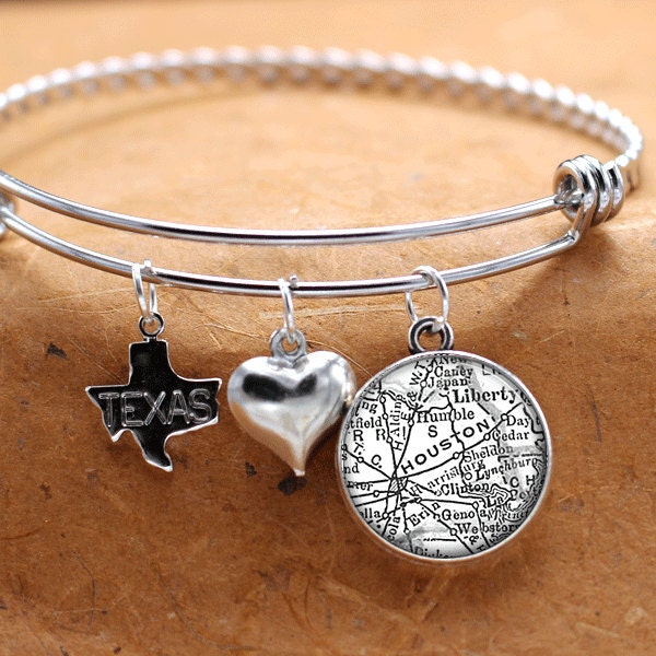 Houston Map Bracelet - Etsy
