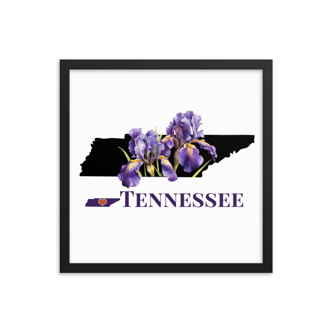 State of Tennessee Art Print With State Flower, Iris, Framed Print, TN ...