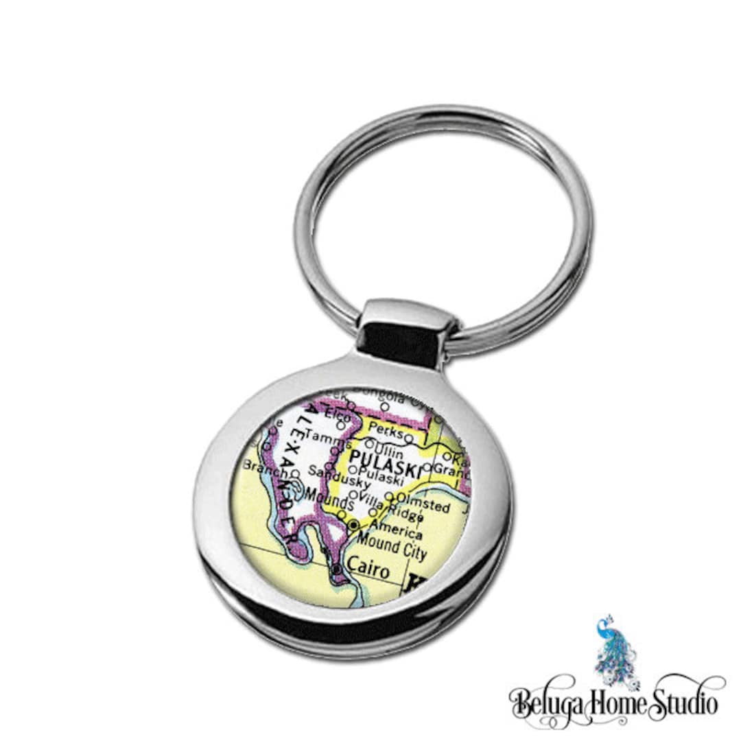 Illinois Map Keychain Cairo Mound City IL Key Ring Fob - Etsy