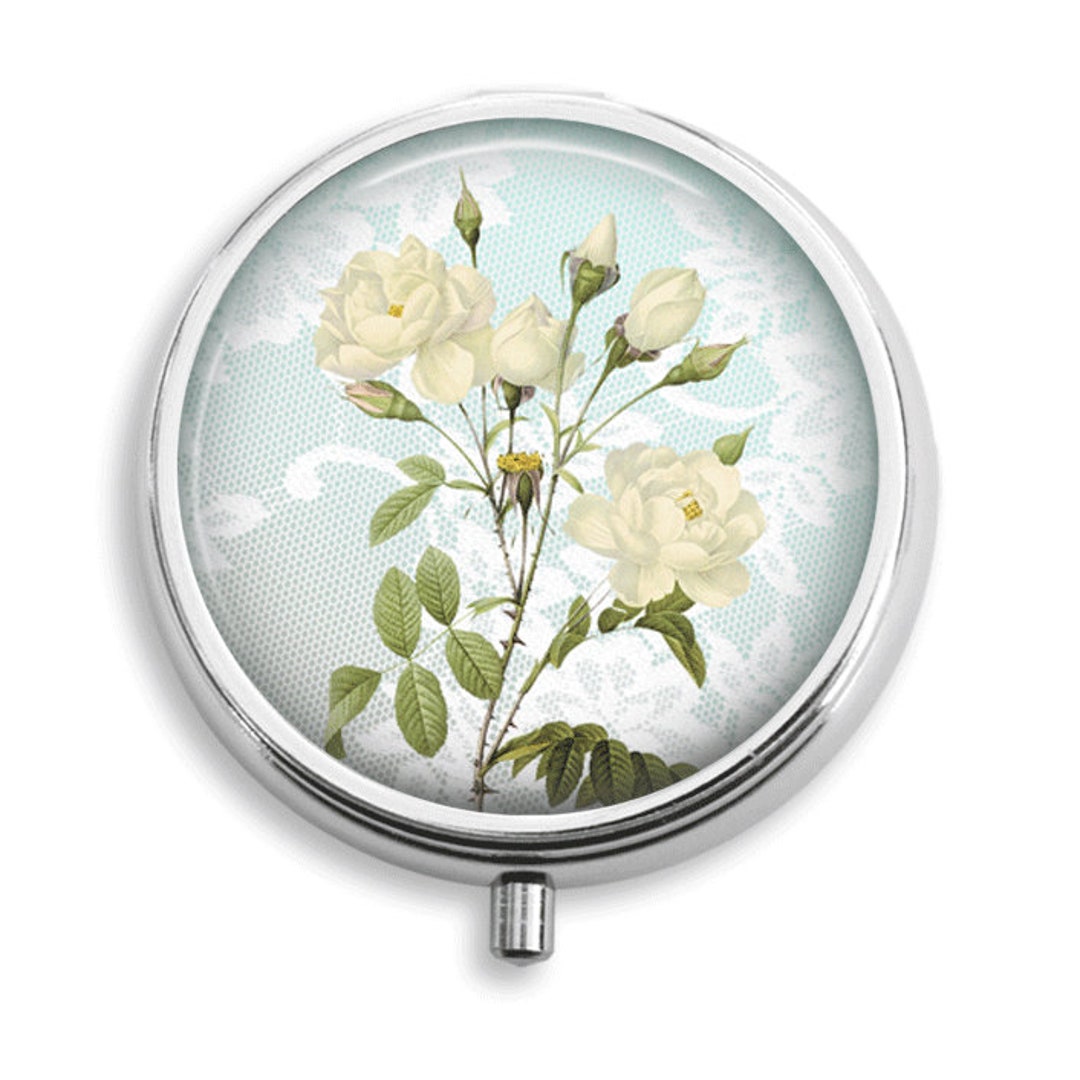 Pill Box, White Roses, Bouquet of Flowers, Pill Holder Pill Container ...