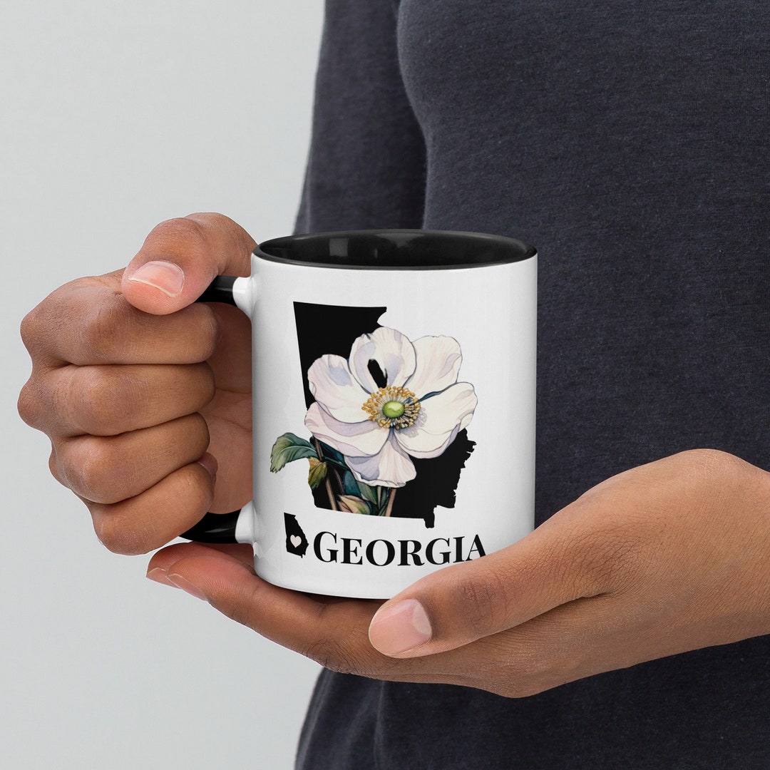 Georgia Mug, Color Inside, GA State Flower, Cherokee Rose, Coffee Cup ...