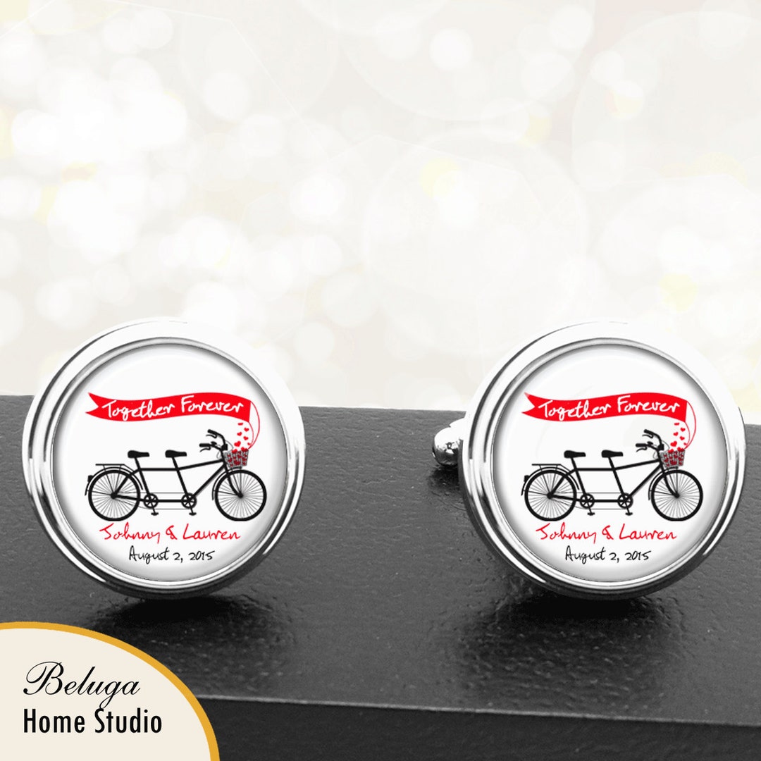 Personalized Tandem Bicycle Built for Two Cufflinks Handmade Cuff Links ...