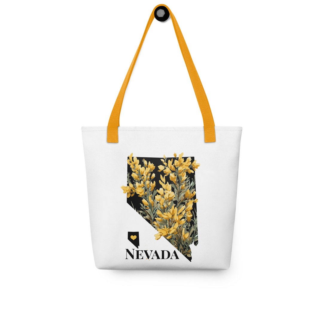State of Nevada Small Tote Bag With State Flower, Syringa, NV Map Gifts ...