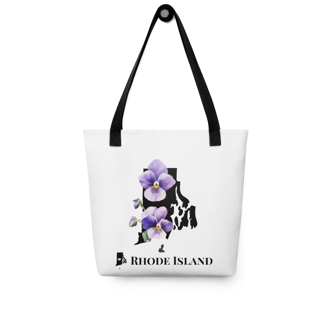 Rhode Island State Small Tote Bag With State Flower, Purple Violets, RI ...
