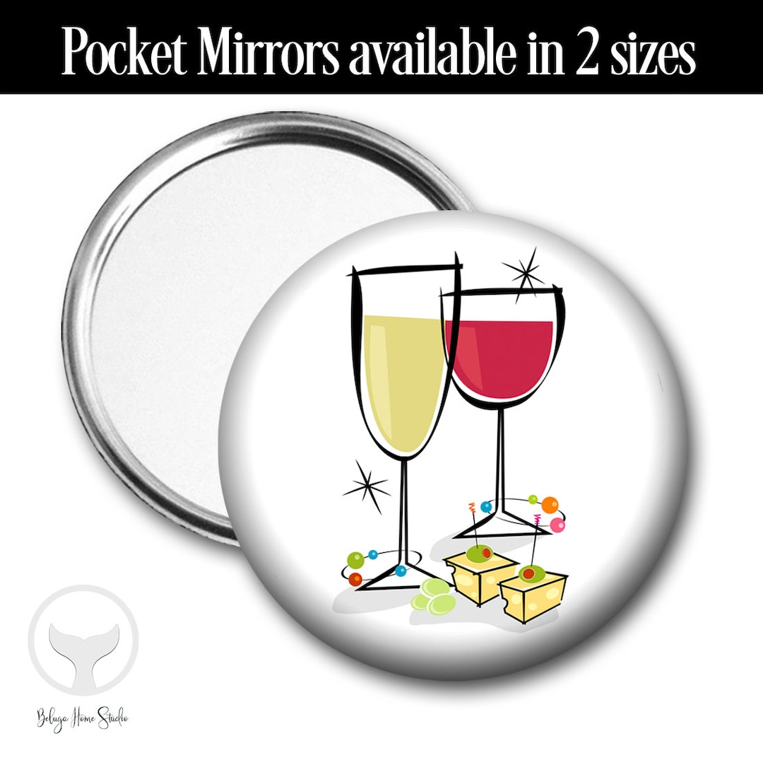 Retro Wine and Cheese Mirror, Beverages, Holiday Gift, Bridesmaid Gifts ...