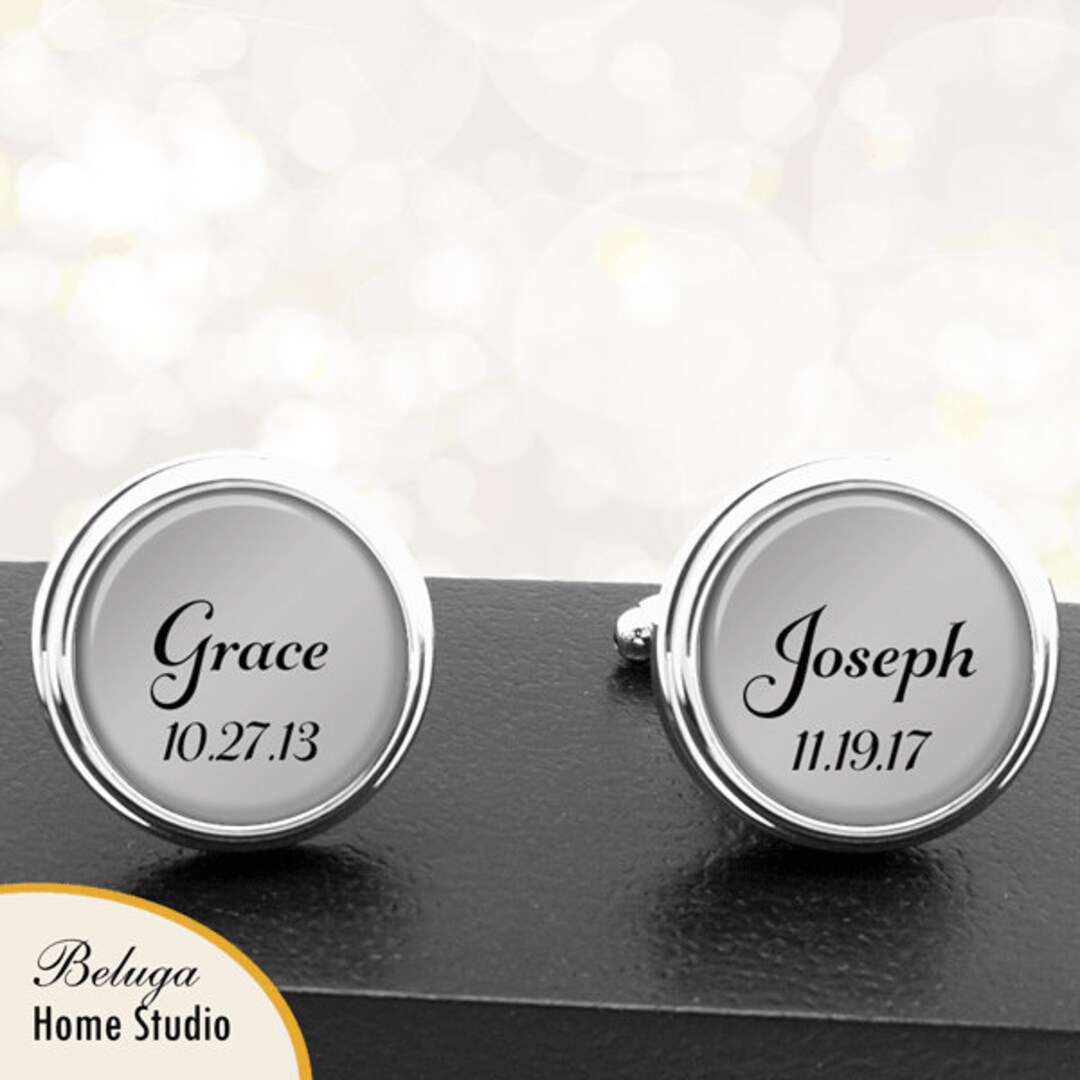 Father Cufflinks Personalized With Childrens Names and Birth Date ...