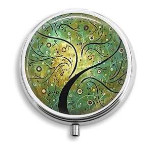 Pill Case Whimsical Green Tree Pill Box Case Trinket Box Vitamin Holder ...