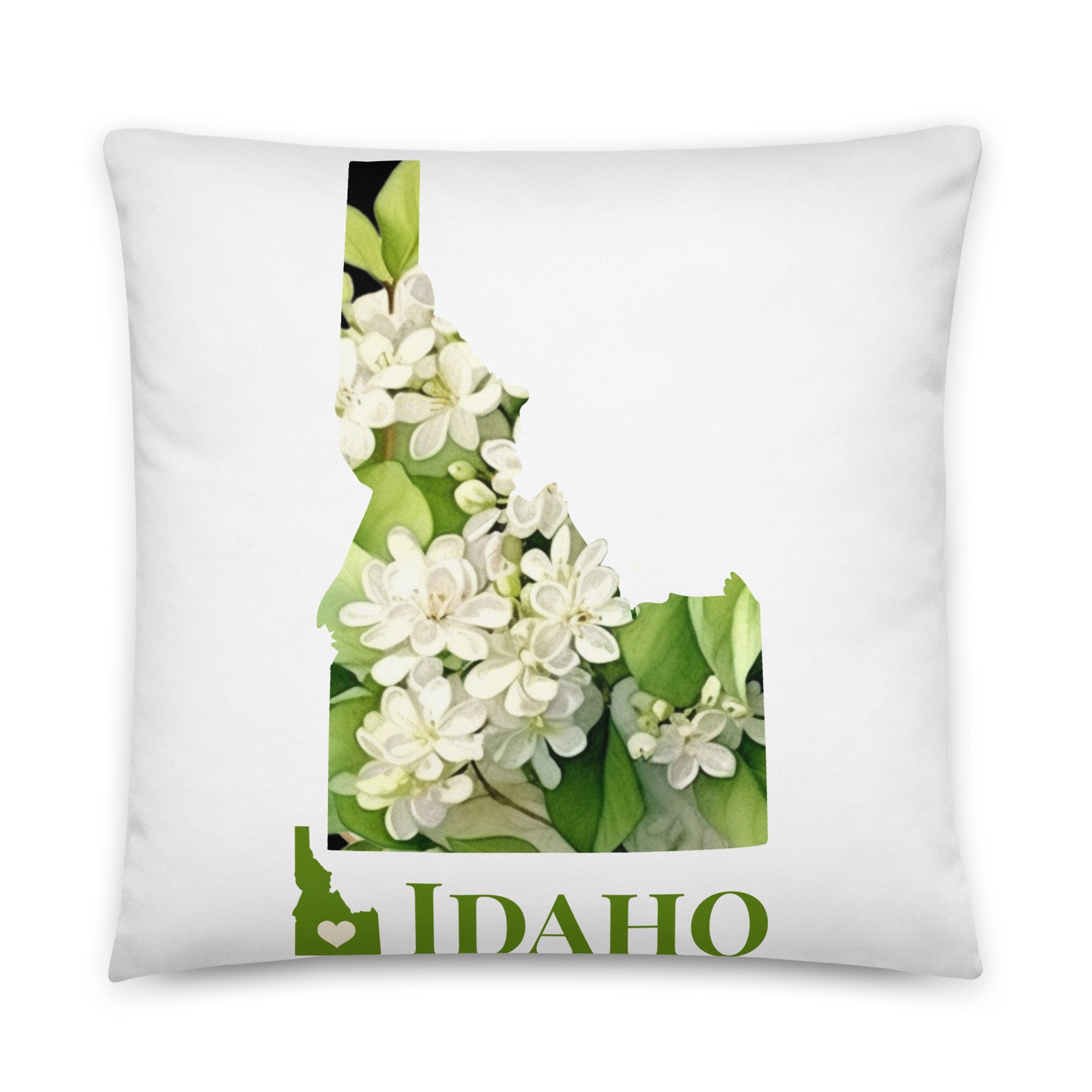 Idaho Map Pillow With State Flower, Syringa, ID Throw Pillow, Sofa ...