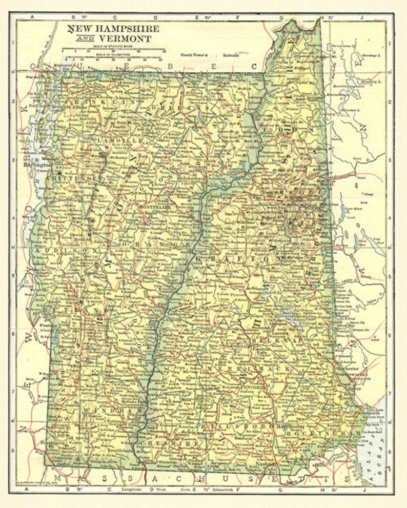 Map Cufflinks Manchester NH Cuff Links State of New Hampshire - Etsy