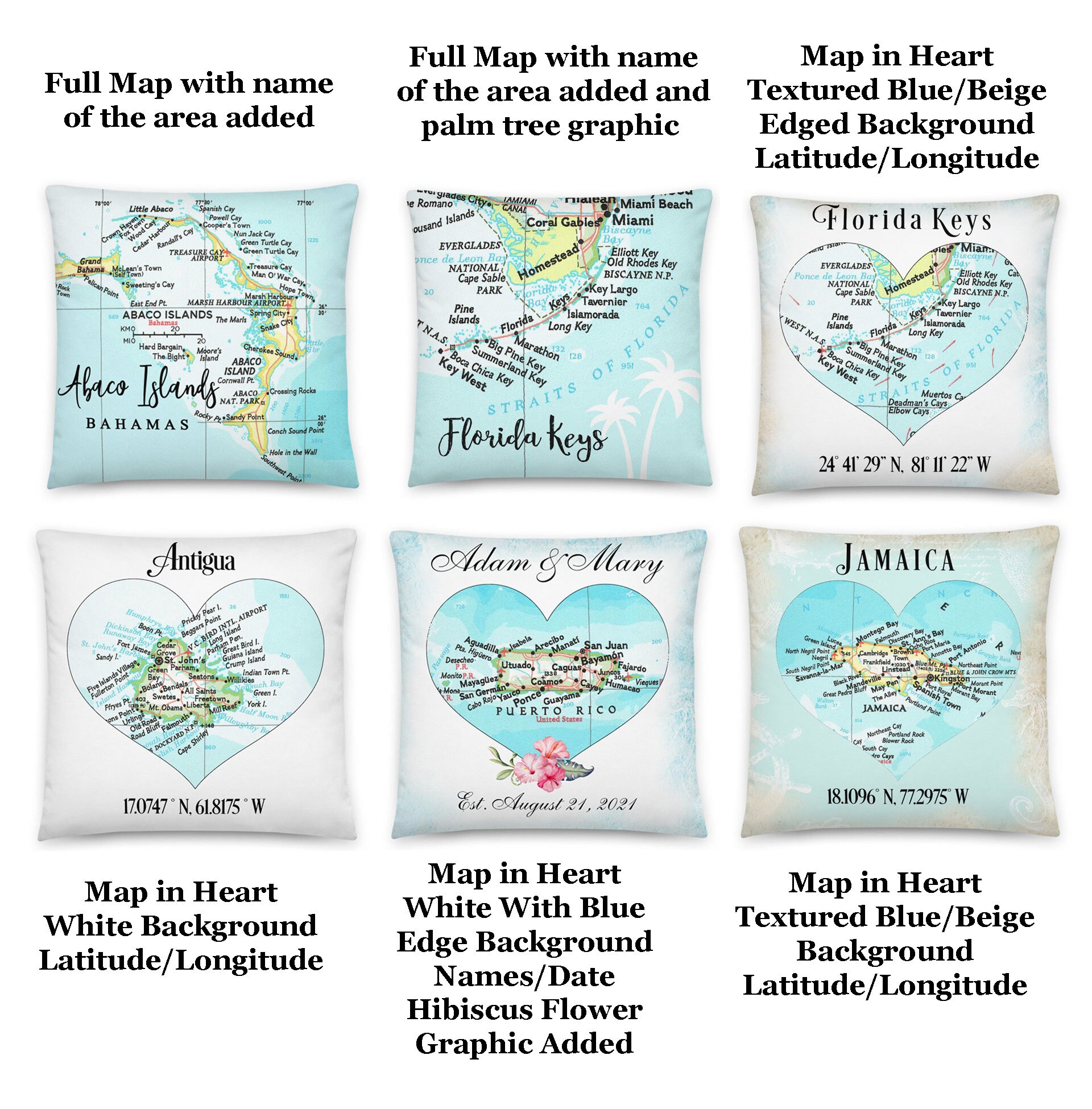 Custom Premium Map Pillows / Personalized Message Graphics - Etsy