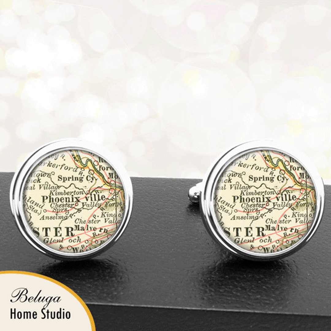 Pennsylvania Map Cufflinks / Phoenixville PA / Cuff Links State of ...
