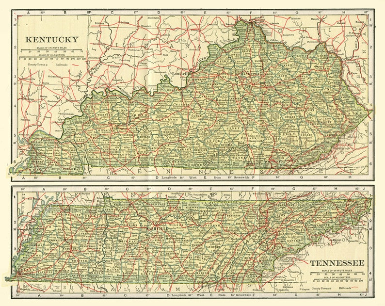 Covington Tennessee Charm Bracelet Antique Map State of TN | Etsy