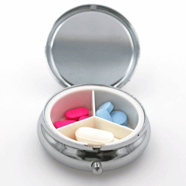 Pill Box Pill Case Unicorn Cameo Watercolor Flowers Pill Holder Pill ...