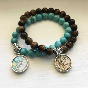 Manitoba Canada / Beaded Bracelet With Map Charm / Custom Map Charm ...