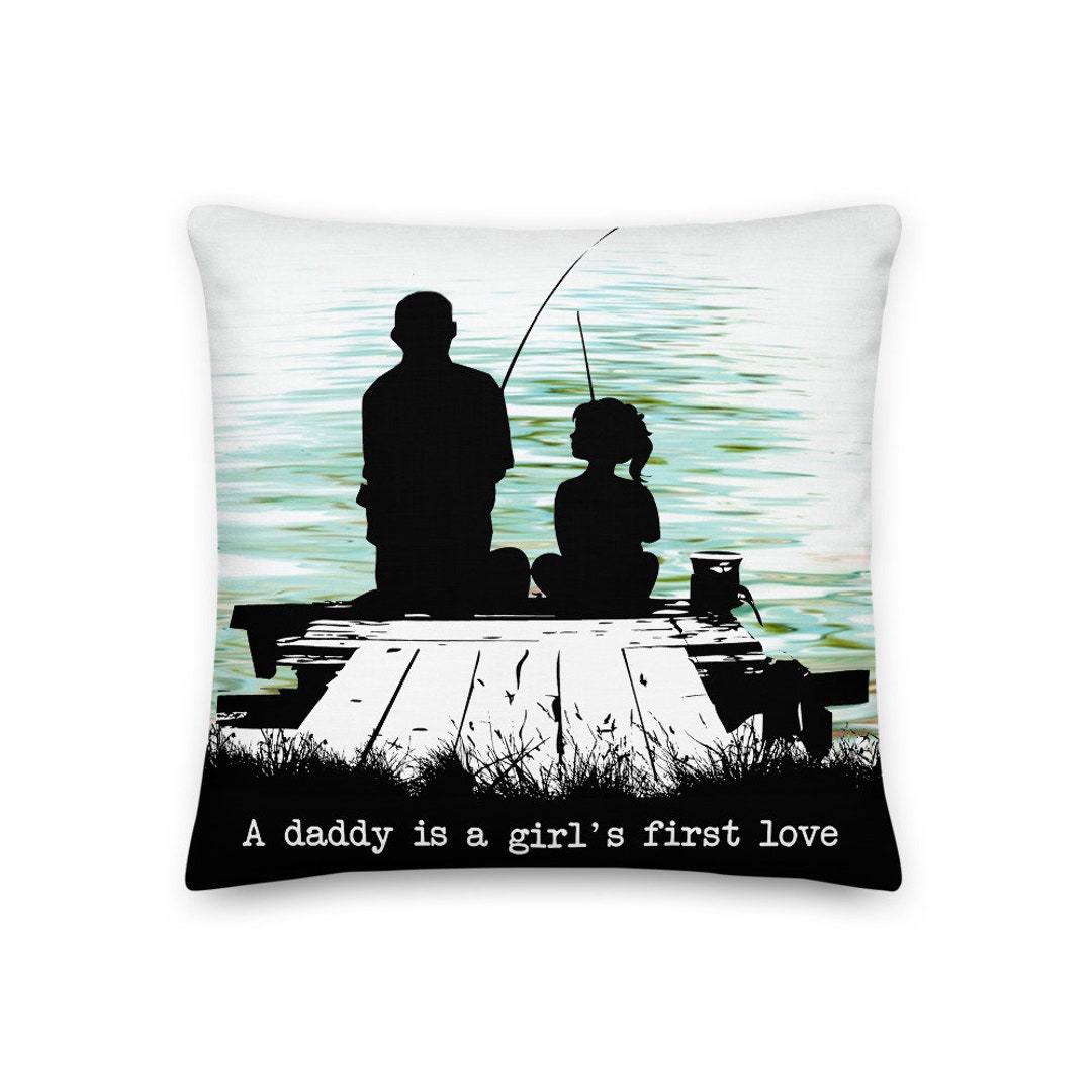Custom Pillows / Father Daughter Fishing on Dock / Personalized Sayings ...