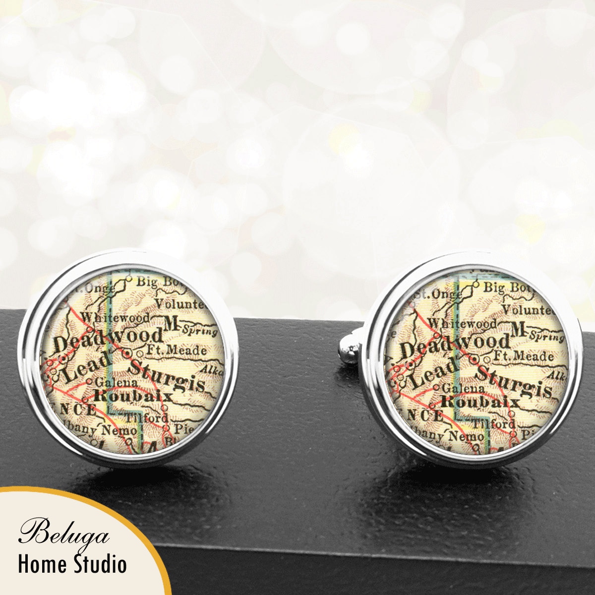 Map Cufflinks Sturgis SD Handmade Cuff Links City State Maps South ...