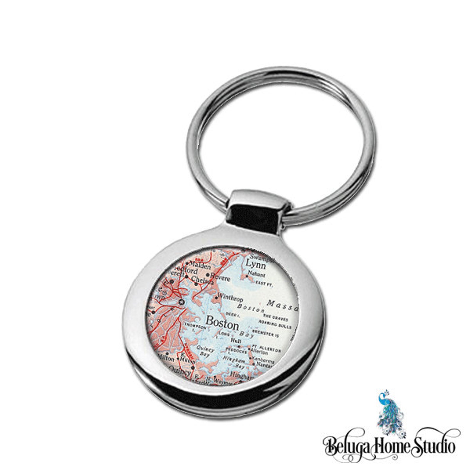 Map Keychain Boston Massachusetts Key Ring Fob - Etsy
