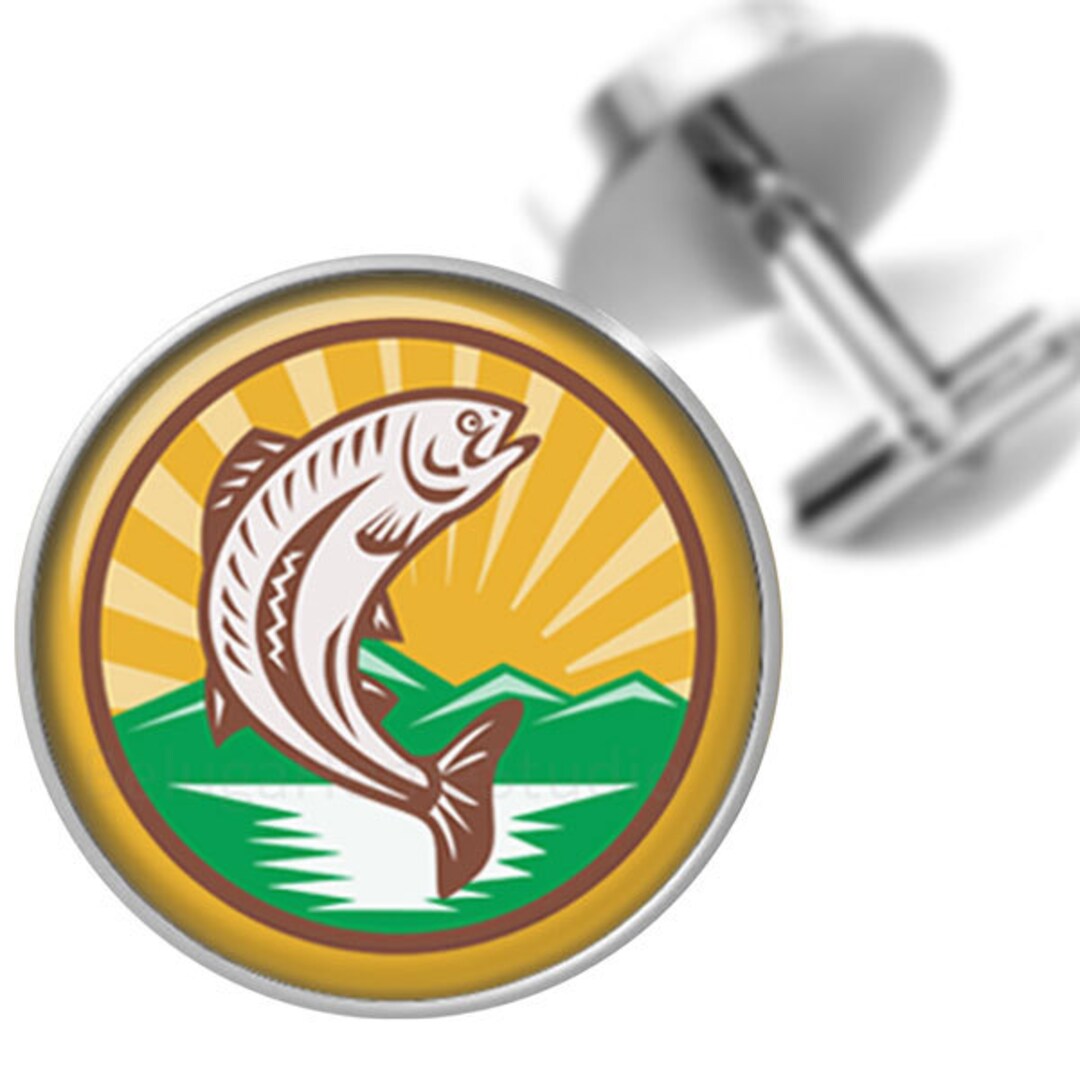 Cufflinks Woodcut Trout Fish Design Handmade Cuff Links for Dads ...