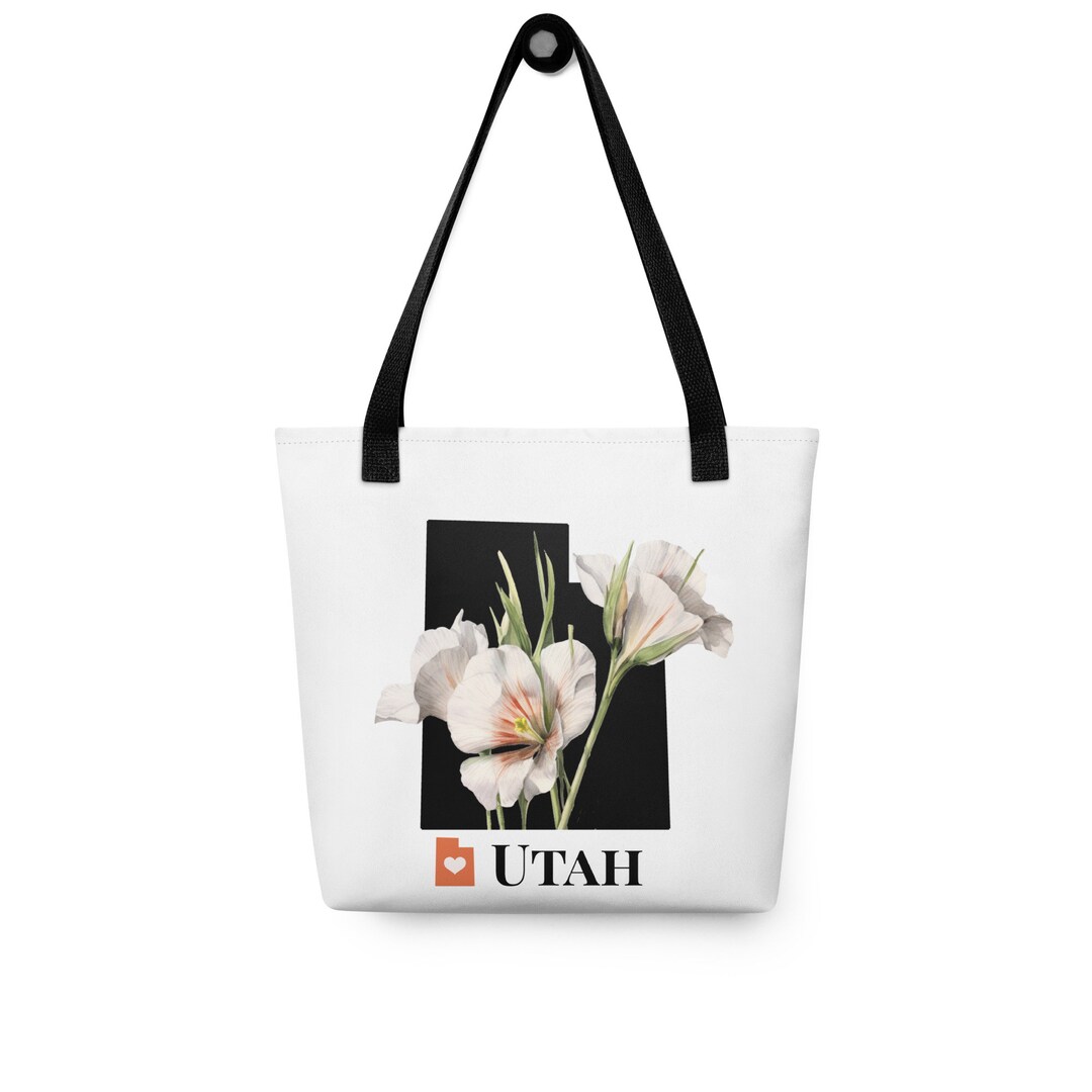 Utah Small Tote Bag With State Flower, Sego Lily, Lilies, Personalized ...