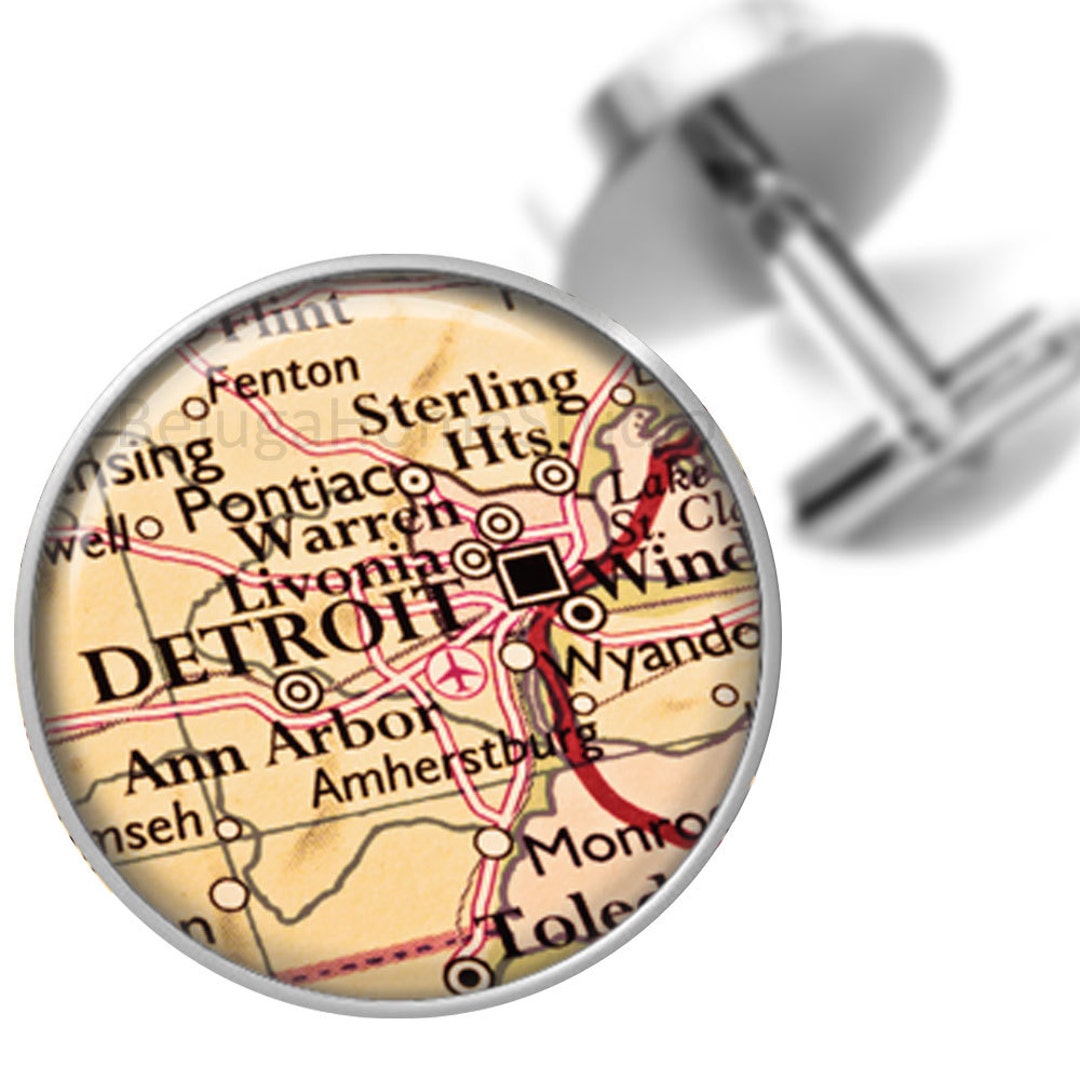 Cufflinks Detroit Ann Arbor Michigan US Cites Old Maps Handmade ...