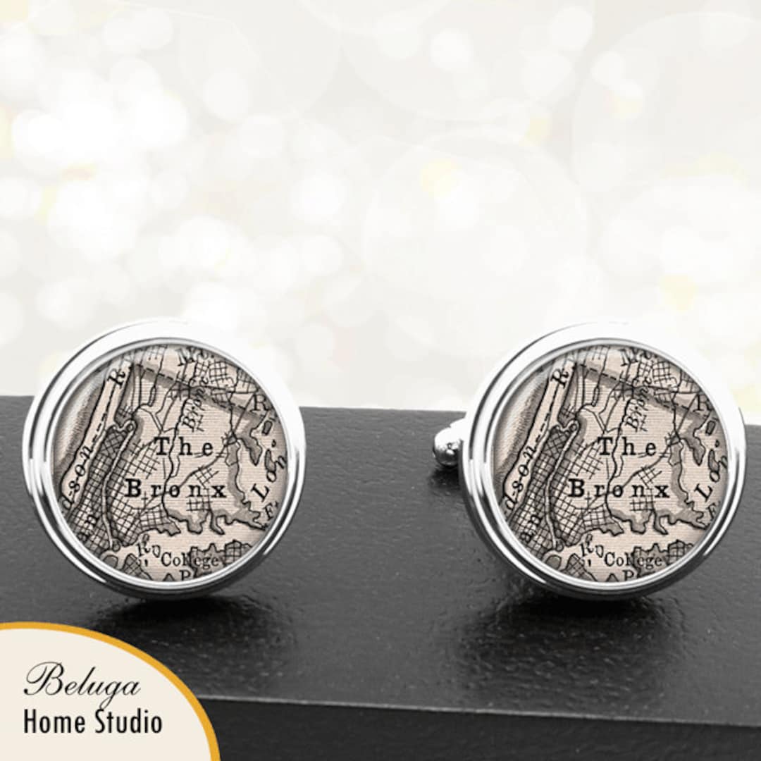 Cufflinks the Bronx New York Handmade Cufflinks City Maps Groomsmen ...