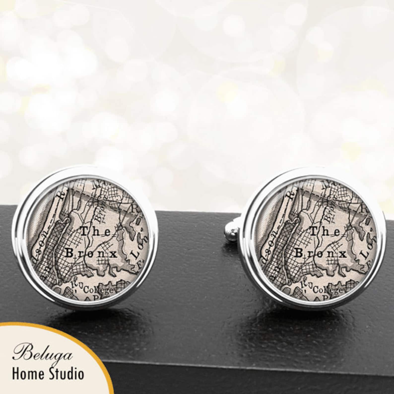 Cufflinks the Bronx New York Handmade Cufflinks City Maps Groomsmen ...