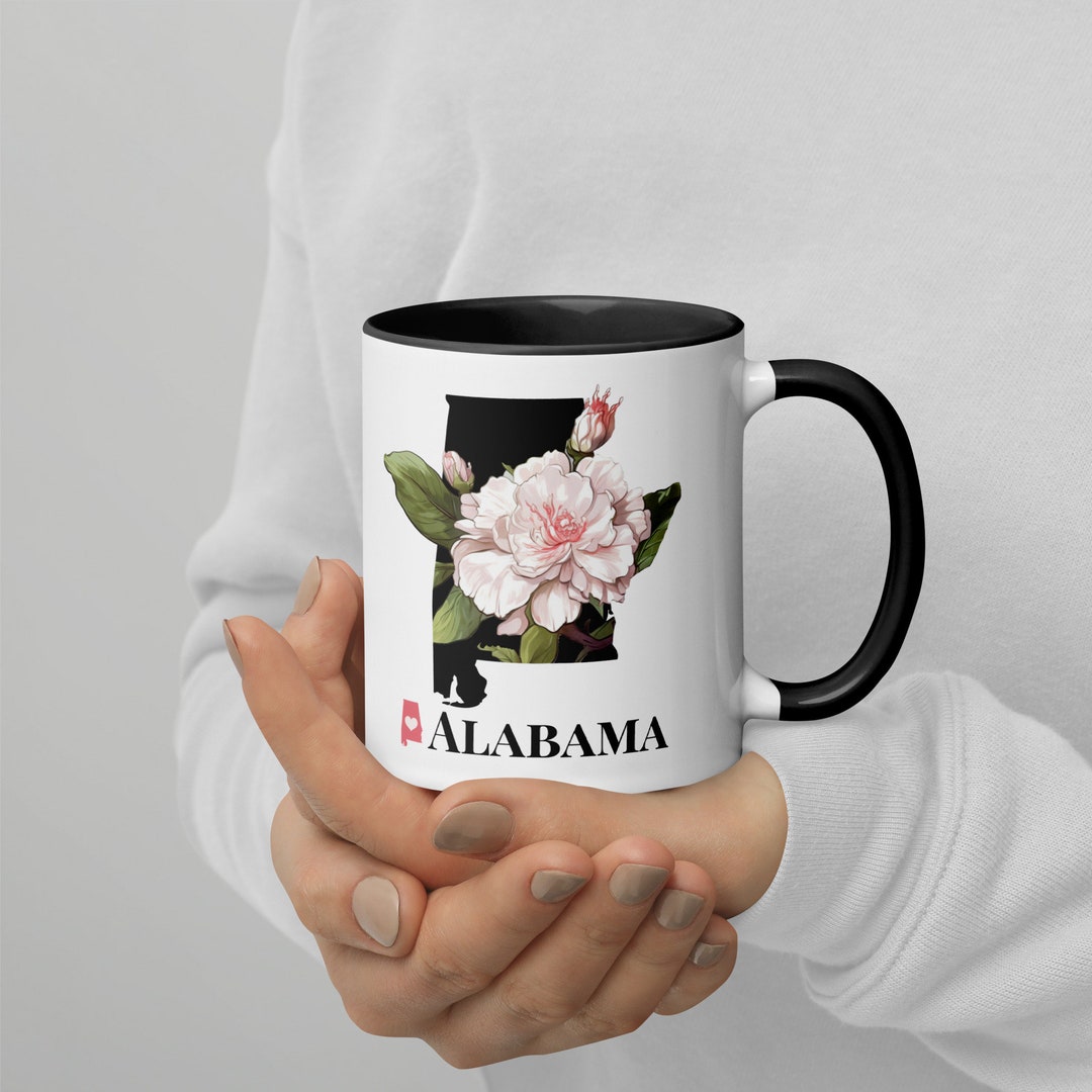 Alabama Mug, Color Inside, AL State Flower, Camellia, Coffee Cup ...