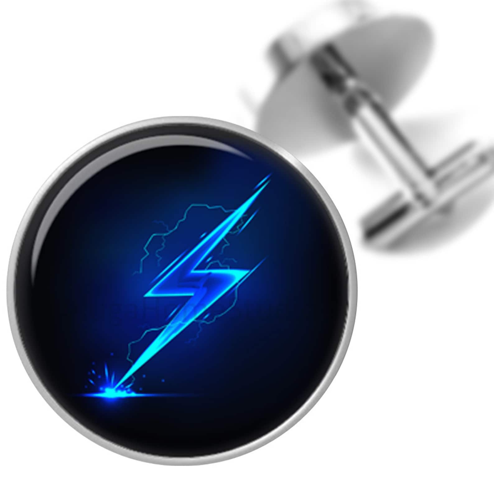 Cufflinks Blue Lightning Bolt Handmade Cuff Links for Dads Fathers Men ...