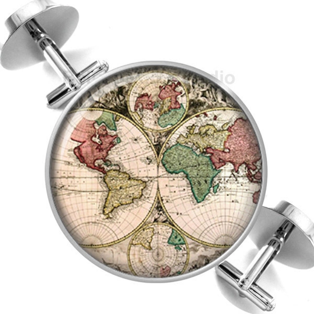 Cufflinks Antique World Map Groomsmen Wedding Party Fathers Dads Men - Etsy