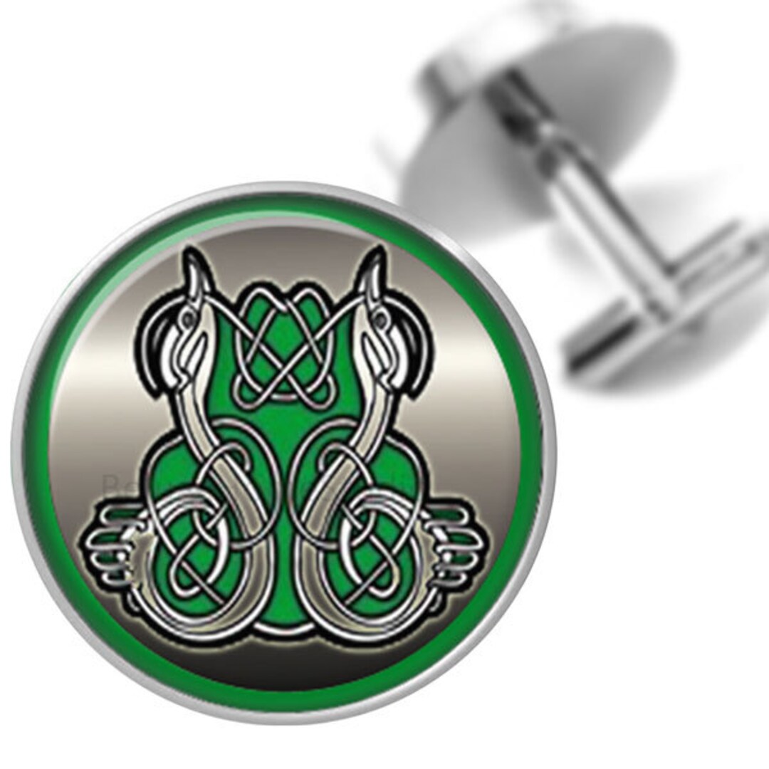 Cufflinks Celtic Knot Design in Green and Silver Handmade Cuff Links - Etsy