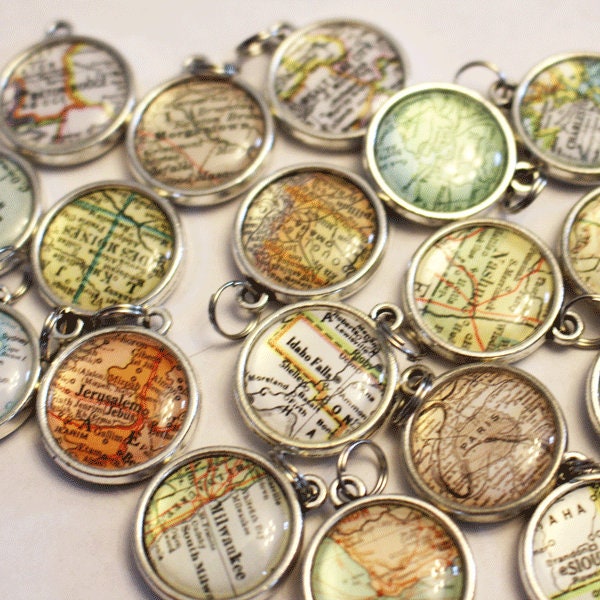 Add A Custom Vintage Map Charm to Your Bracelet / Can Also Add - Etsy