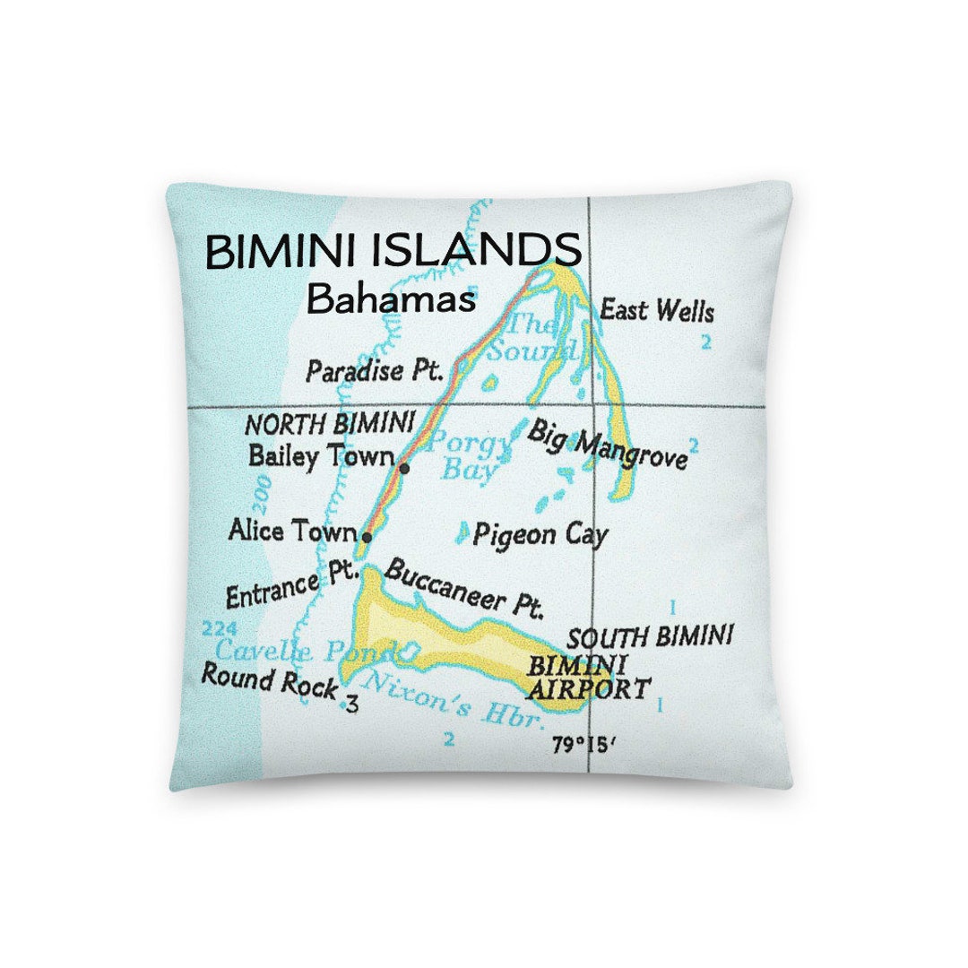 Bimini Islands Bahamas Map Pillow / Custom Vacation Honeymoon ...