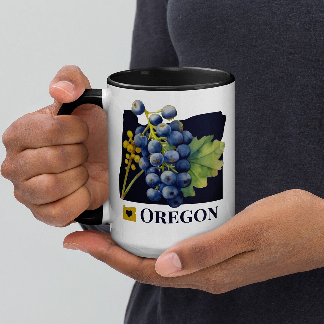 Oregon Mug Color Inside, OR State Flower, Oregon Grapes, Coffee Cup ...
