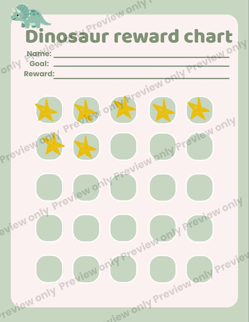 Dinosaur Reward Chart | Kids Behavior Tracker (PDF Printable Download ...