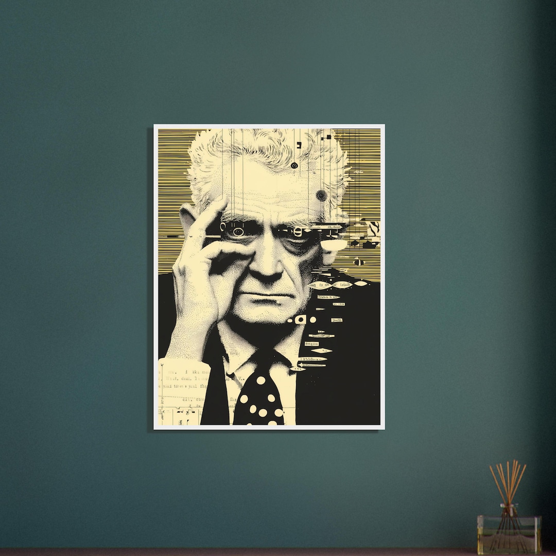 Jacques Derrida Portrait, Surreal Philosophical Art Print, Abstract ...