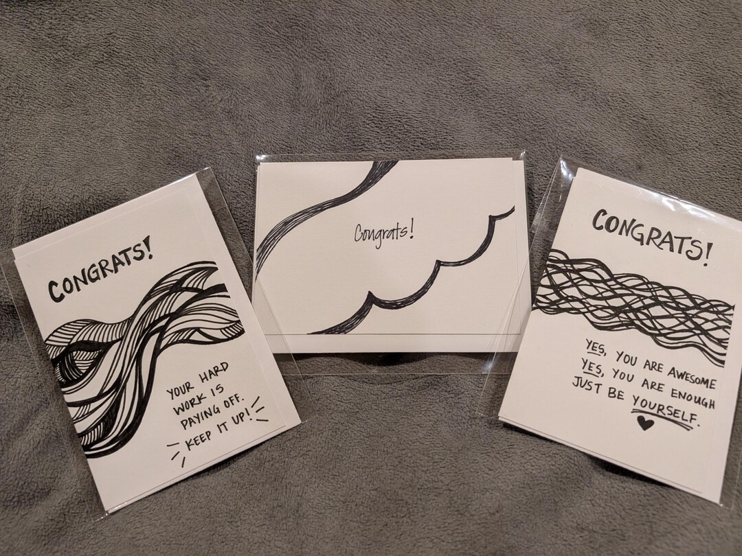 Set of 3 "congratulations" Handmade Cards - Etsy