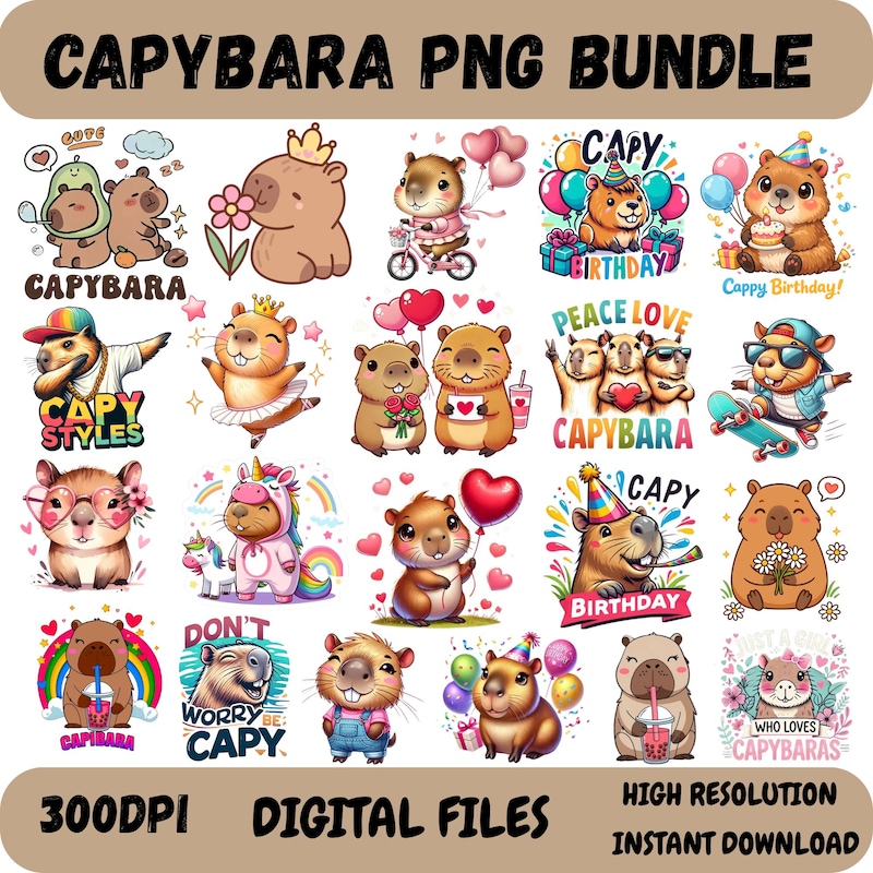 Party Capybara Clipart - Etsy