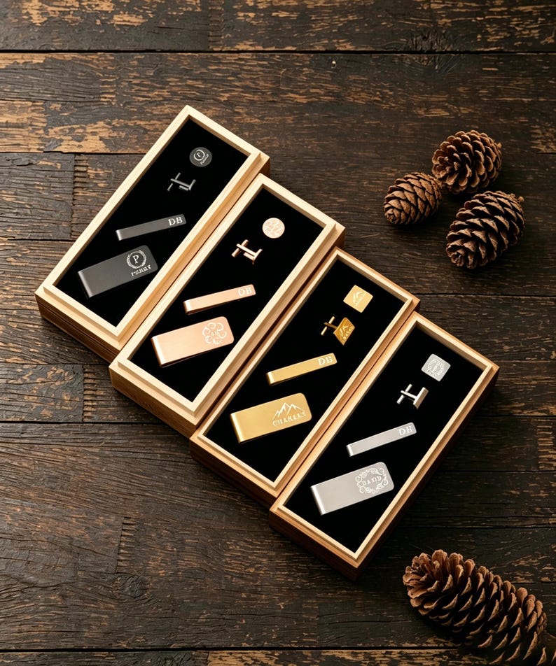 Personalized Groomsmen Gift Set, Custom Engraved Cufflinks, Money Clip ...