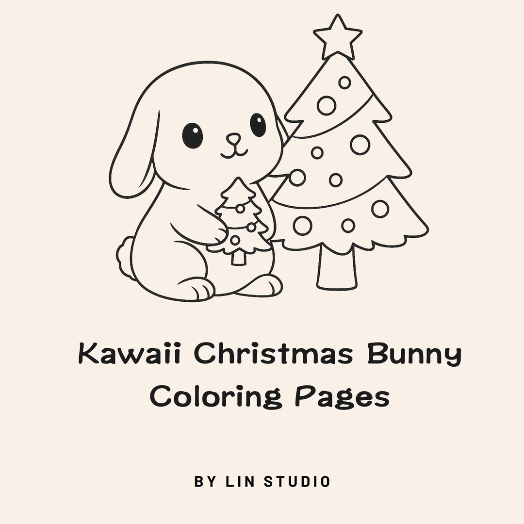 Christmas Bunny Coloring Pages, Printable A4 Sheets (digital Download ...