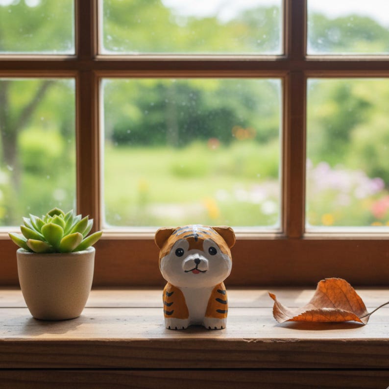 Handmade Wooden Tiger Cub | Hand-carved "little Guardian" Figurine ...