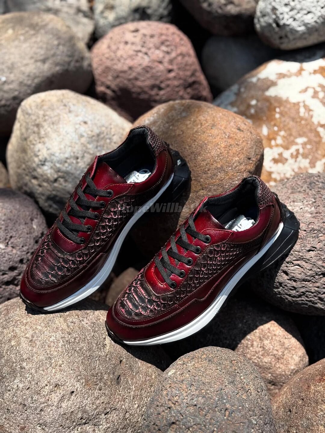 Genuine Dark Brown Python Leather Sneakers : Formal and Casual ...