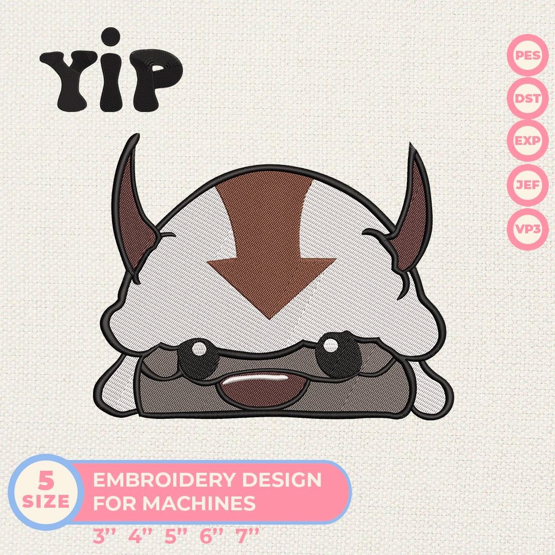 Set 2 Flying Bison PNG Embroidery Design, Appa Stitch Anime File ...