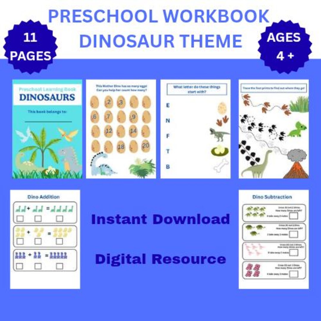 Homeschool Curriculum - Preschool Workbook Dinosaur Theme - Etsy