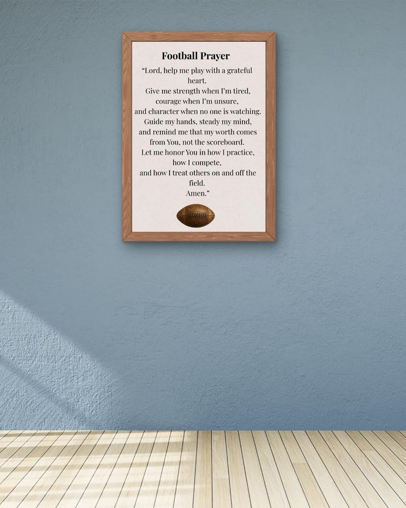 Football Prayer | Christian Sports Wall Art | Vintage Football Decor ...