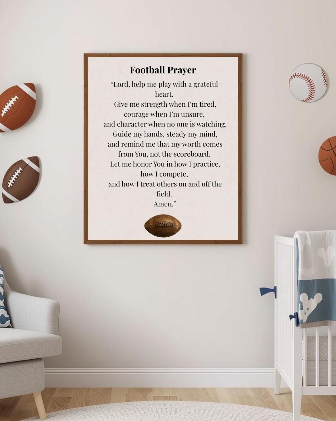 Football Prayer | Christian Sports Wall Art | Vintage Football Decor ...