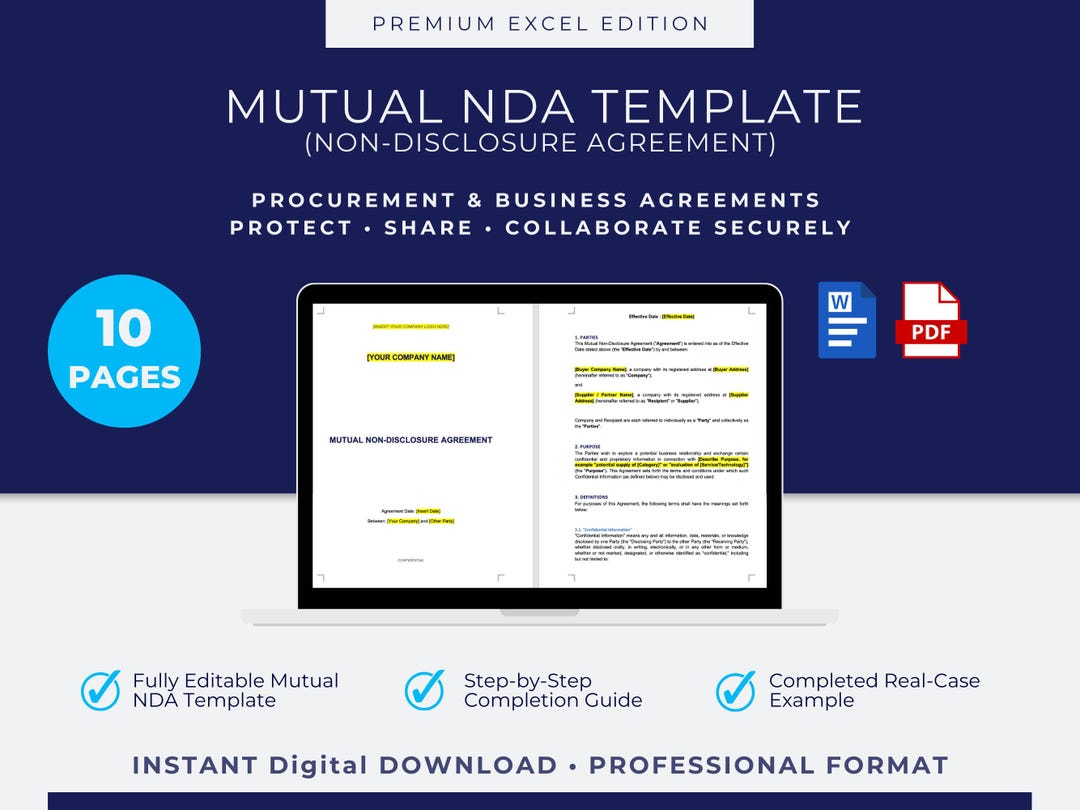 Mutual NDA Template | Non Disclosure Agreement | Supplier & Business ...