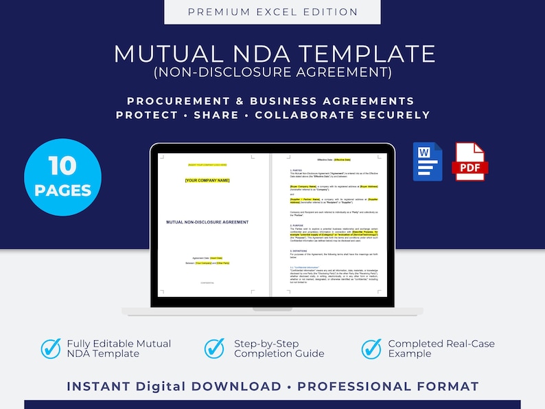 Mutual NDA Template | Non Disclosure Agreement | Supplier & Business ...